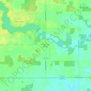 Topografische kaart Bridgewater Center, hoogte, reliëf