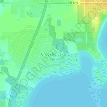 Topografische kaart Crooked Lake Park, hoogte, reliëf